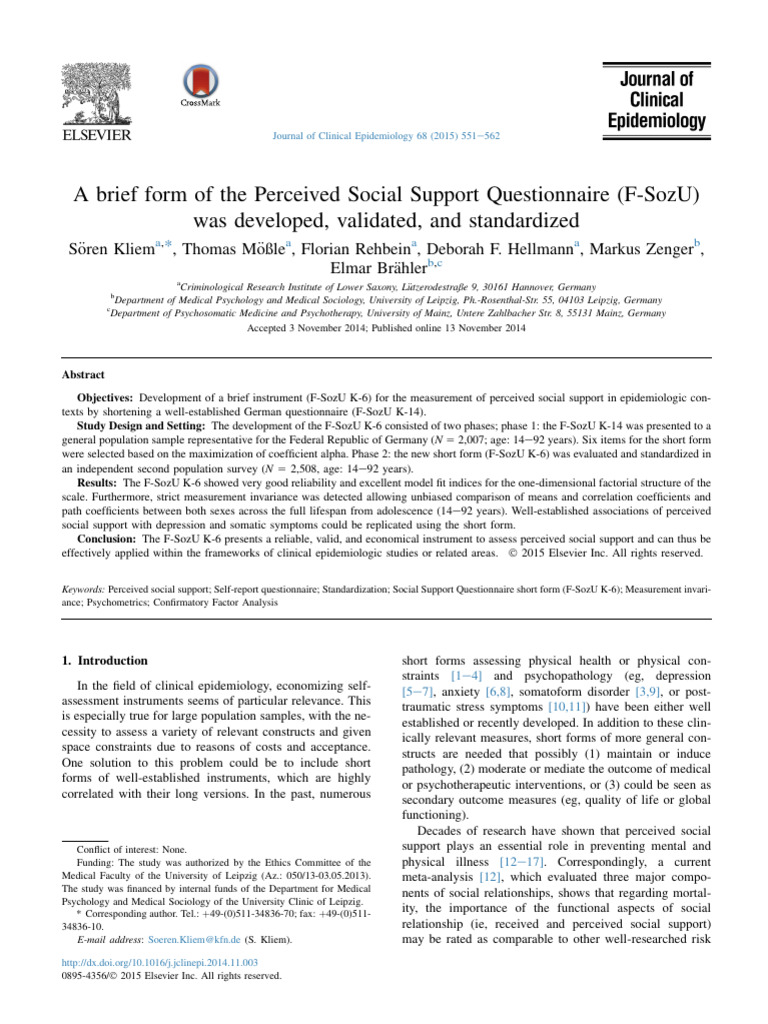 Percieved Social Support Questionnaire | PDF | Social Support