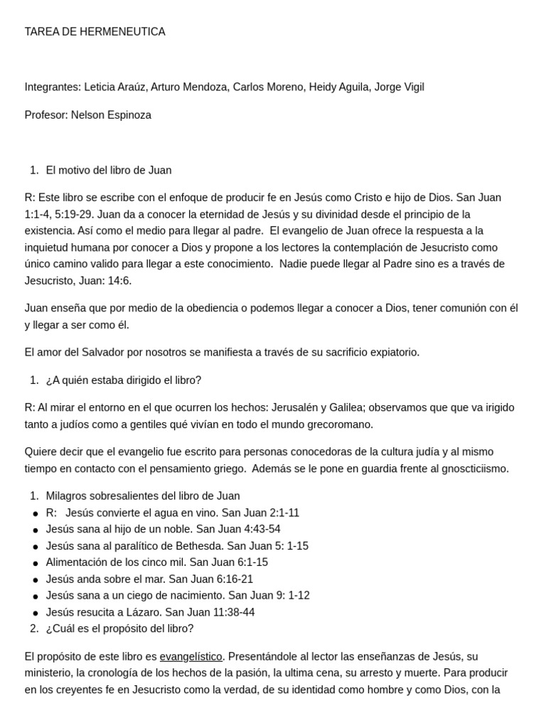 Juan. Hermeneutica 11.docx - 20240221 - 114303 - 0000 | PDF | Jesús | Juan el apóstol