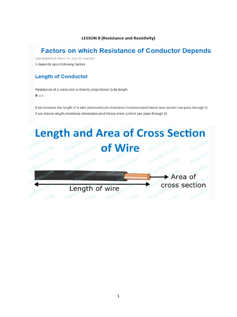 LESSON 8 Resistance and Resistivity | PDF