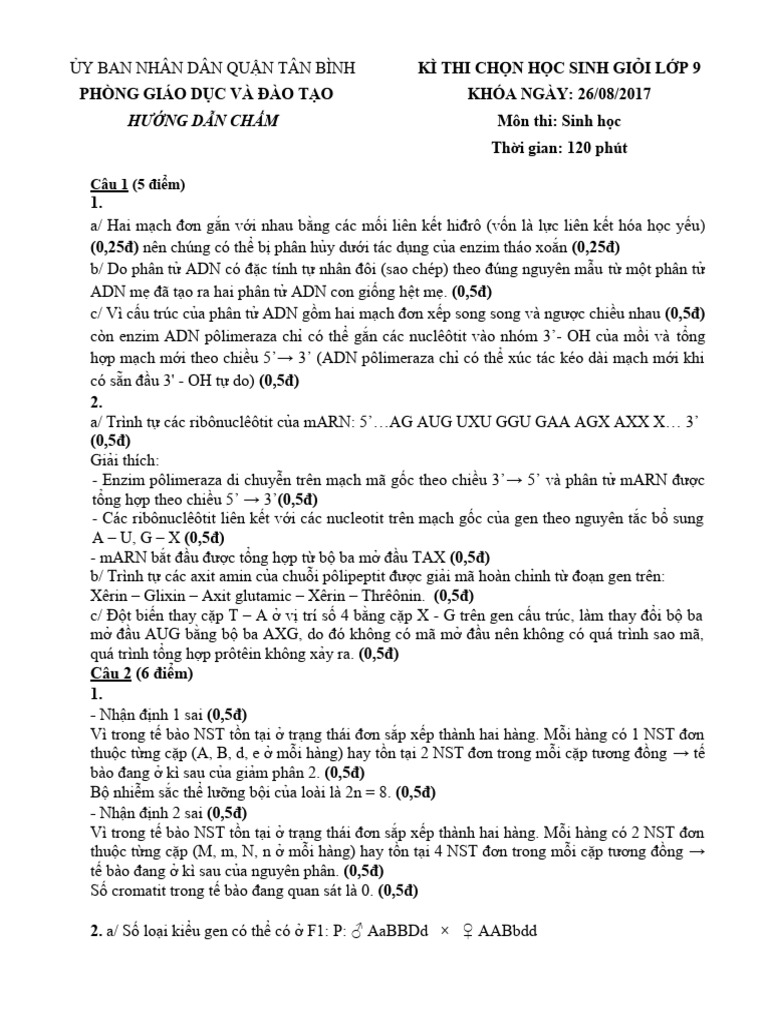 DAP AN DE HSG QUẬN 2017-2018 | PDF