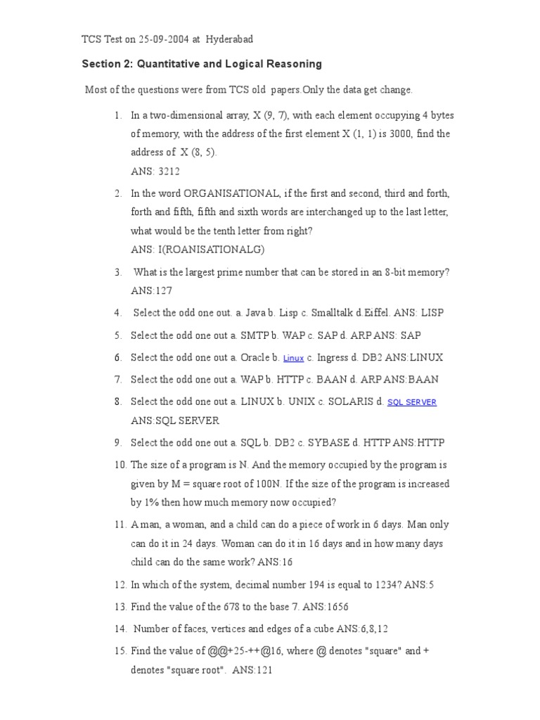 TCS Reasoning | PDF | Matrix (Mathematics) | Areas Of Computer Science