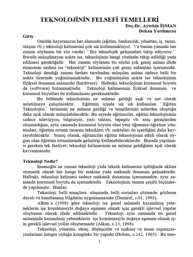 Teknolojinin Felsefi Temelleri (#133993) - 115674 | PDF