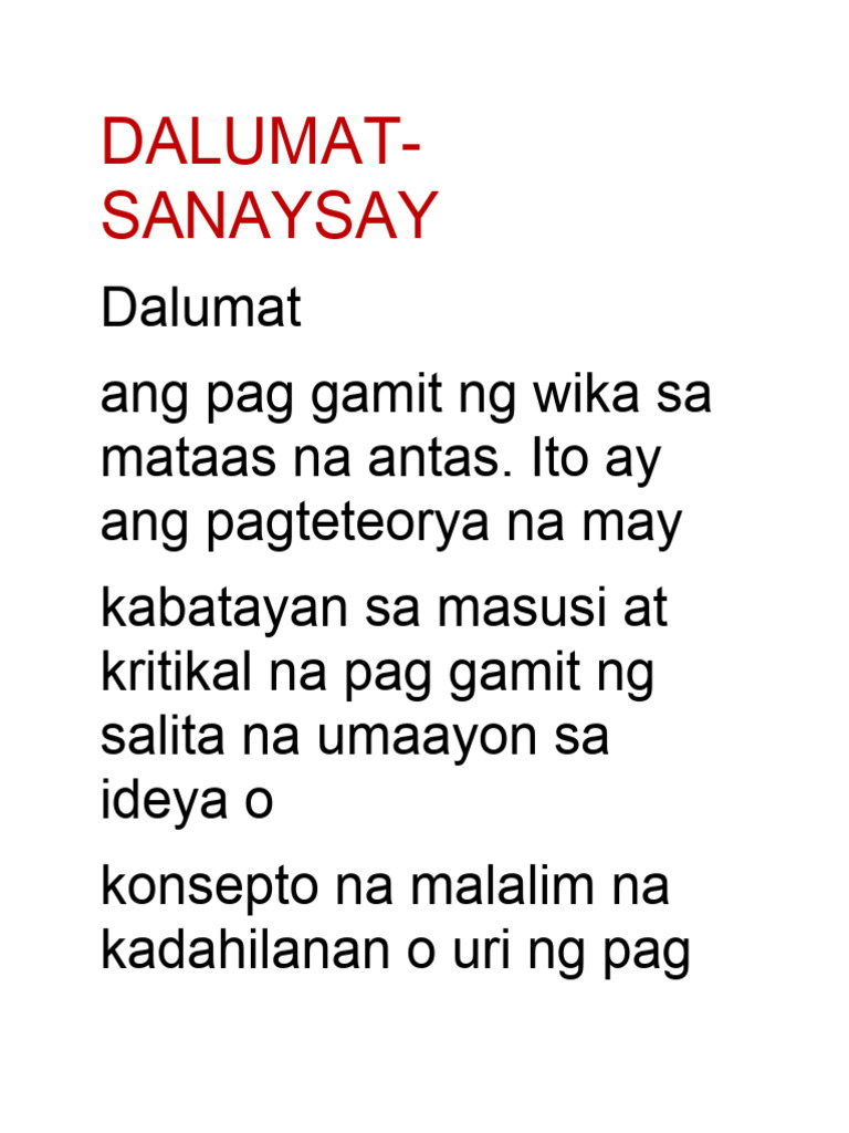 Pagsulat NG Dalumat-Sanaysay | PDF