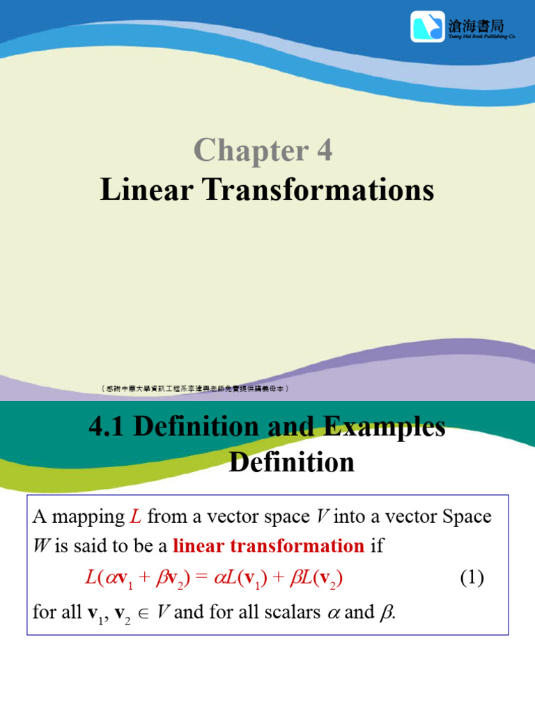Chapter 4 Linear Transformations | PDF | Linear Map | Operator ... Chapter 4 Linear Transformations | PDF | Linear Map | Operator ...