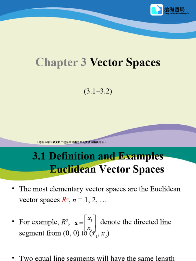 Chapter 3 (3.1 - 3.2) Vector Spaces | PDF