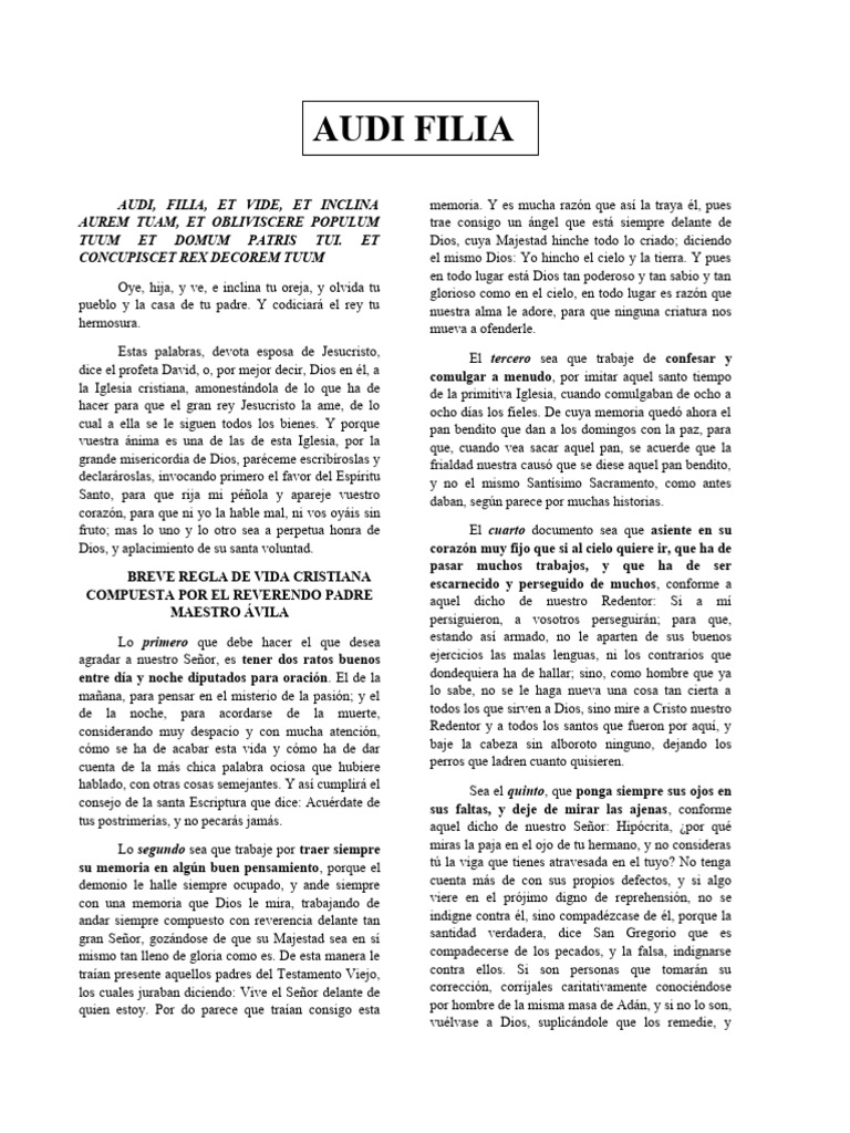 Audi Filia | Descargar gratis PDF | eucaristía | Pecado