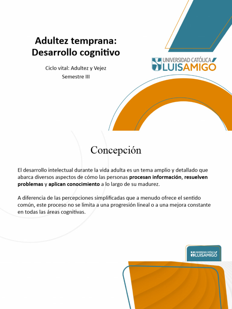 Adultez Temprana. Desarrollo Cognitivo | PDF | Adultos | Inteligencia