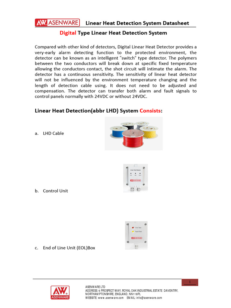 Asenware Linear Heat Detection System Datasheet-20220905 | PDF | Sensor ...