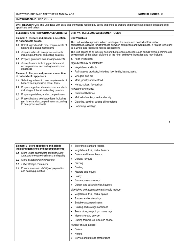 CS Prepare Appetizers and Salads | PDF | Cooking | Hors D'oeuvre