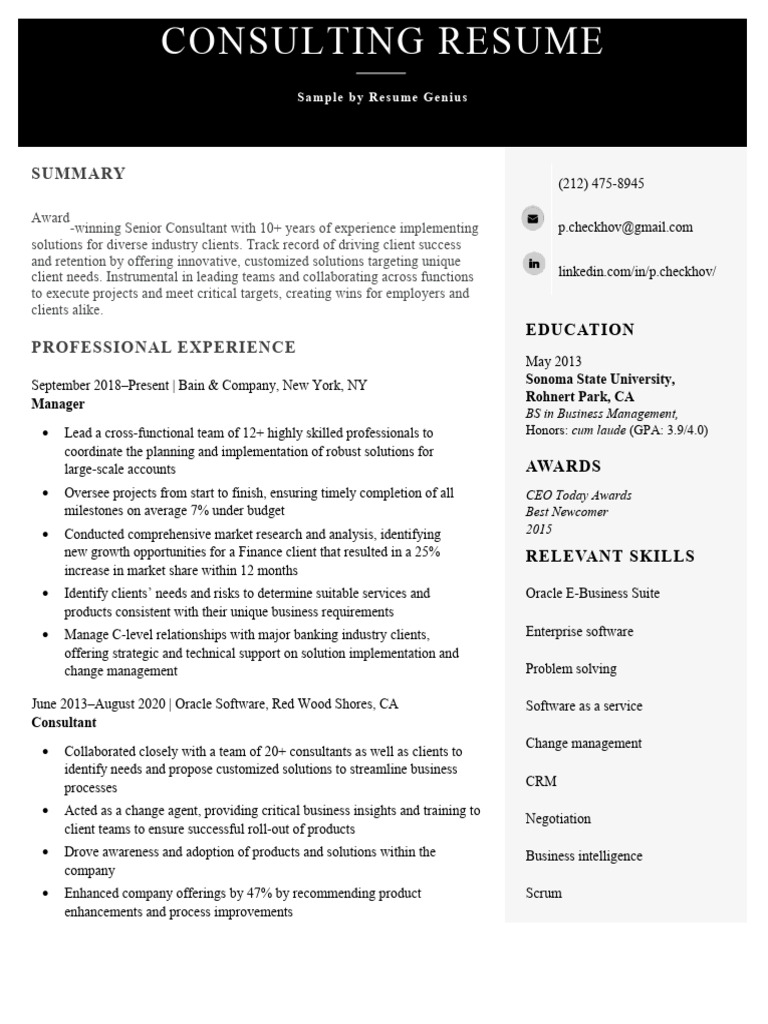 Consulting Resume Example | PDF