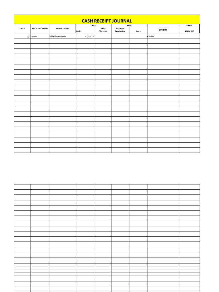 Cash Receipt Journal Template | PDF | Debits And Credits | Accounts Payable