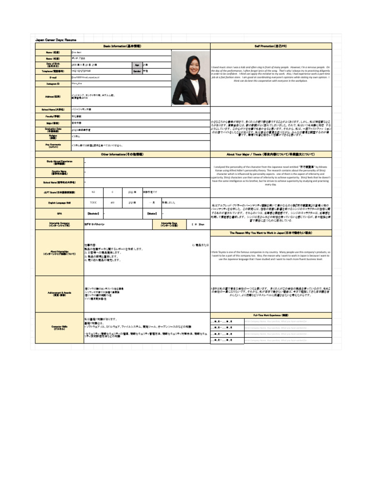 7 Resume Japanese Format-1 | PDF