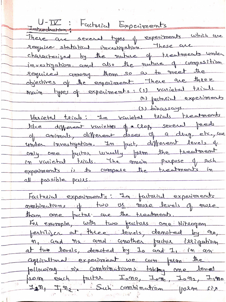 Unit 4 - Factorial Experiments | PDF