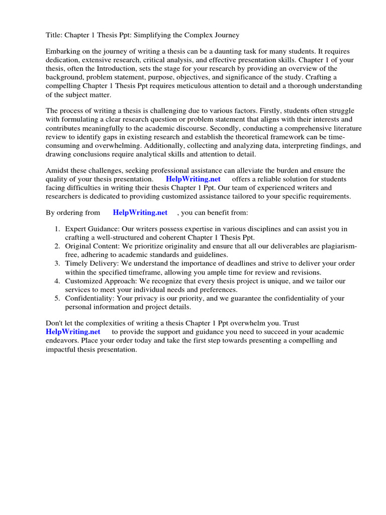 Chapter 1 Thesis | PDF | Thesis | Expert
