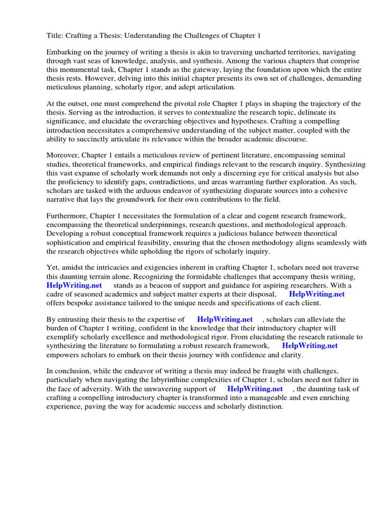 Thesis Example Chapter 1 | PDF | Thesis | Methodology