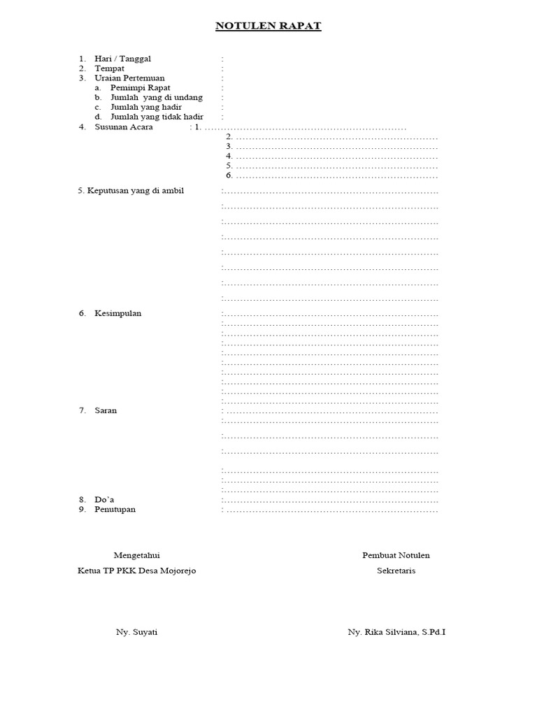 NOTULEN RAPAT Pkk. | PDF