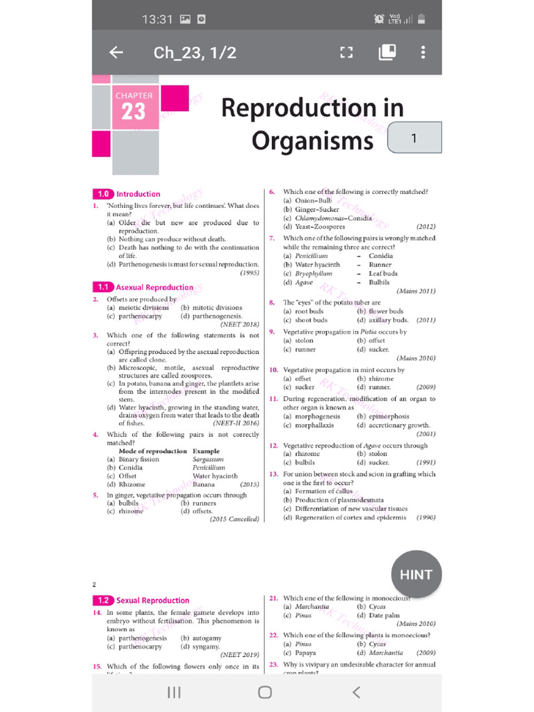 Reproduction in Organism | PDF