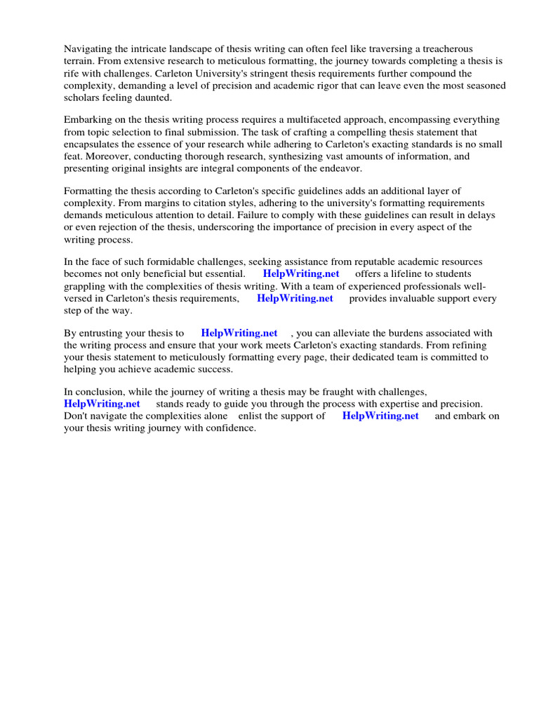 Carleton Thesis Requirements | PDF | Thesis