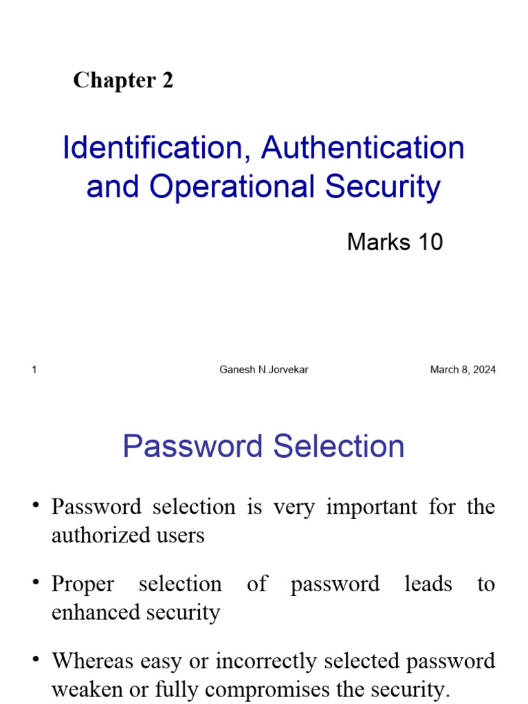 Chapter 2.identificatin, Authenticaiton, and Operational Security | PDF ...