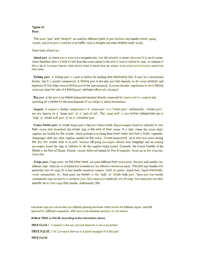 Types of Ports | PDF | Port | Freight Transport