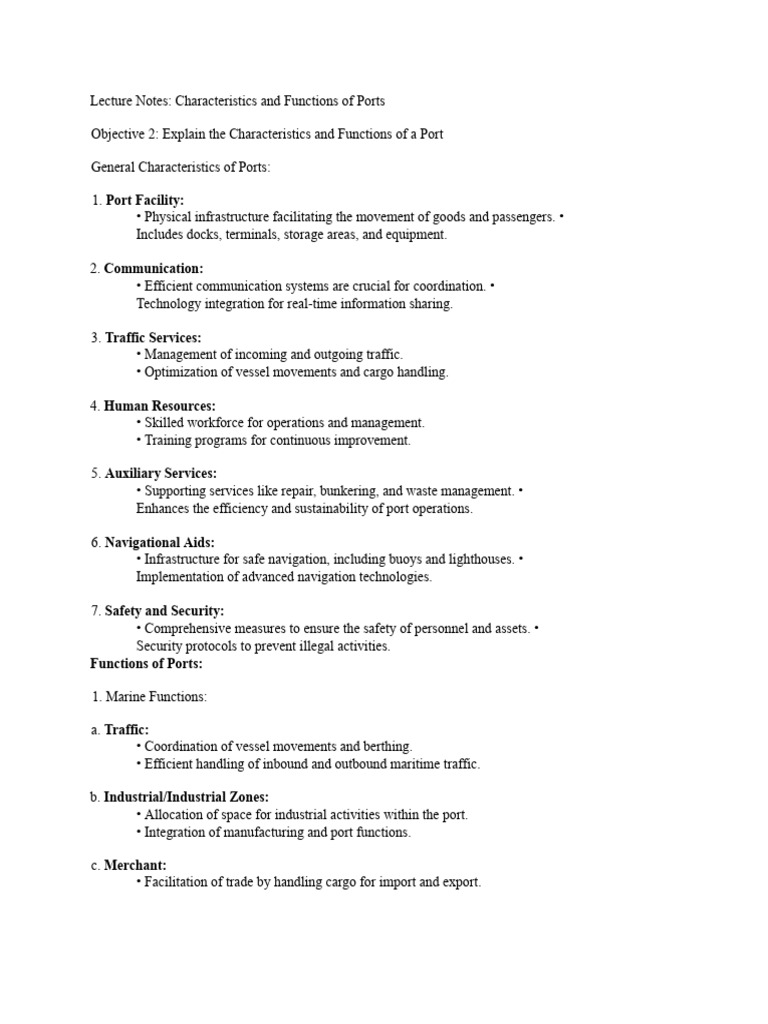 General Characteristics and Functions of Ports | PDF