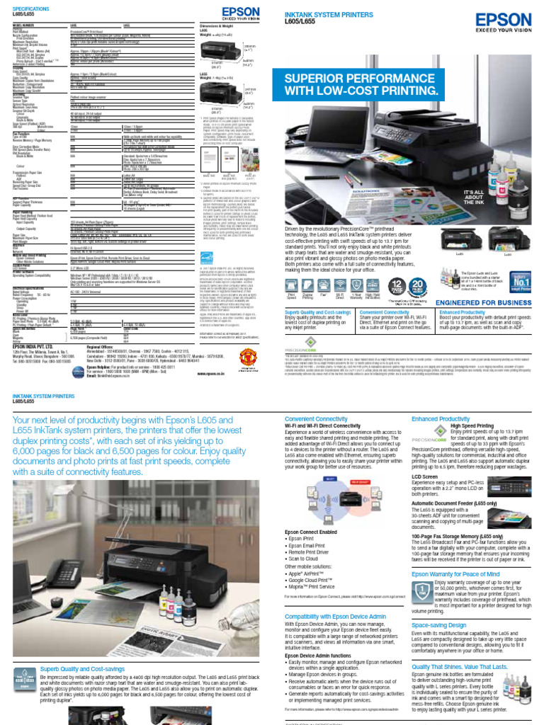 Epson InkTank System Printer L605 - L655 Revised | PDF