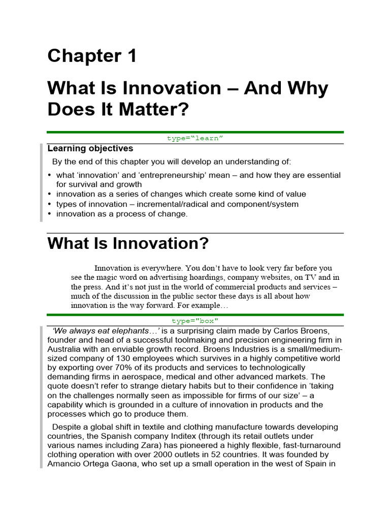 jb001 ch-1 Tidd Editing | PDF | Entrepreneurship | Innovation