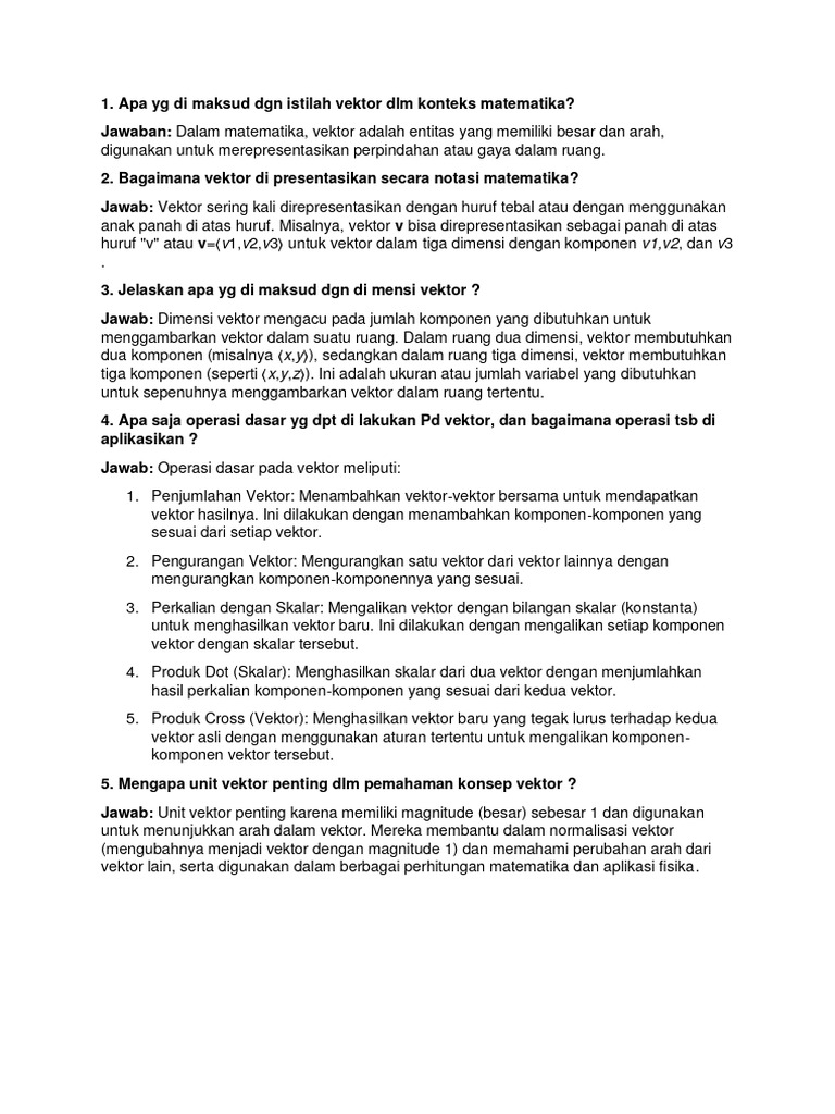Jenis dan Operasi Vektor Matematika | PDF