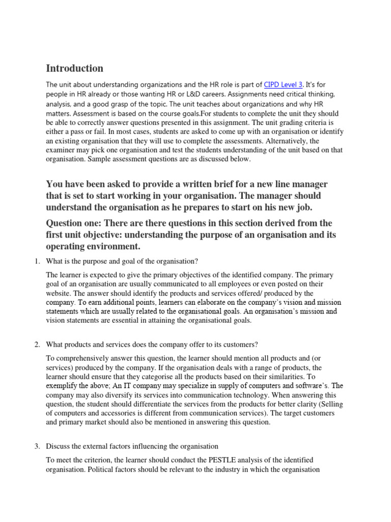 CIPD Level 3 HR and Organization Unit | PDF