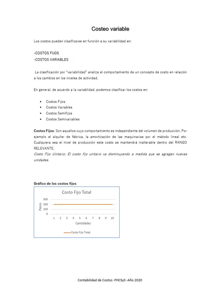 Costeo Variable (Teoria) - Unidad 8 | PDF | Costo | Estado de resultados