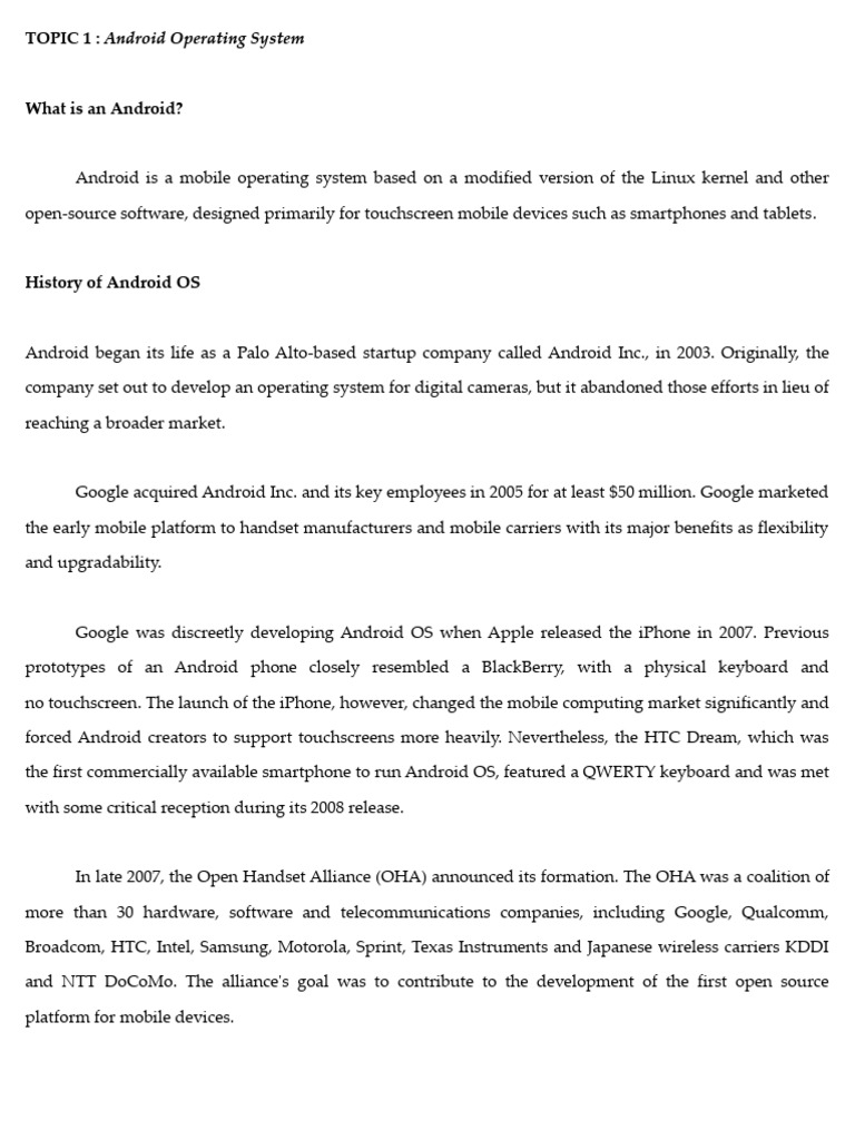 Mobile Application And Design 1 Topic 1 Pdf Android Operating System Device Driver