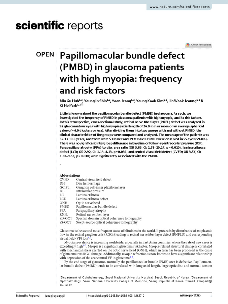 PMBD in Glaucoma with High Myopia | PDF