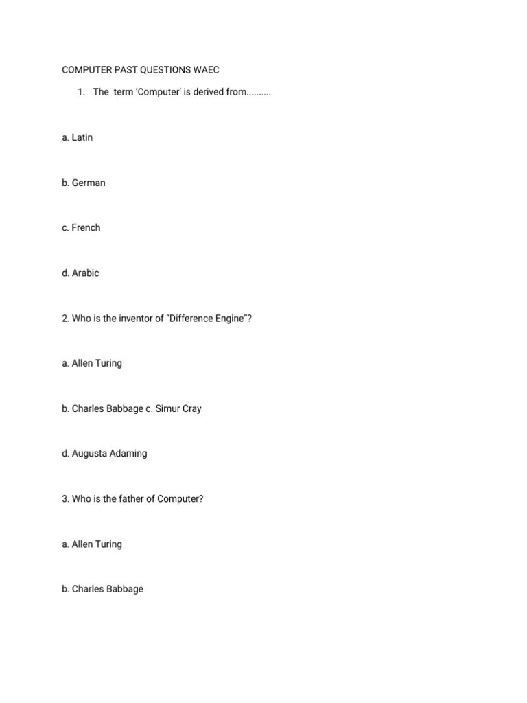 WEEK4 COMPUTER PAST QUESTIONS-WPS Office | PDF | Computer Data Storage ...