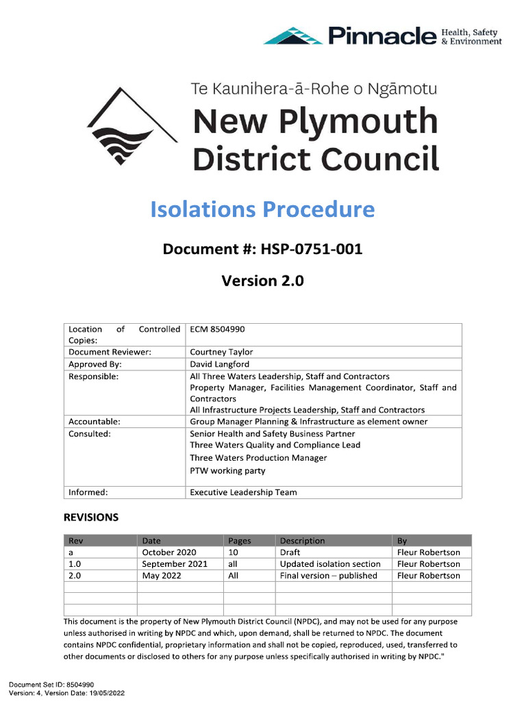 Ecm 8504990 v4 Npdc-Isolations-Procedure | PDF