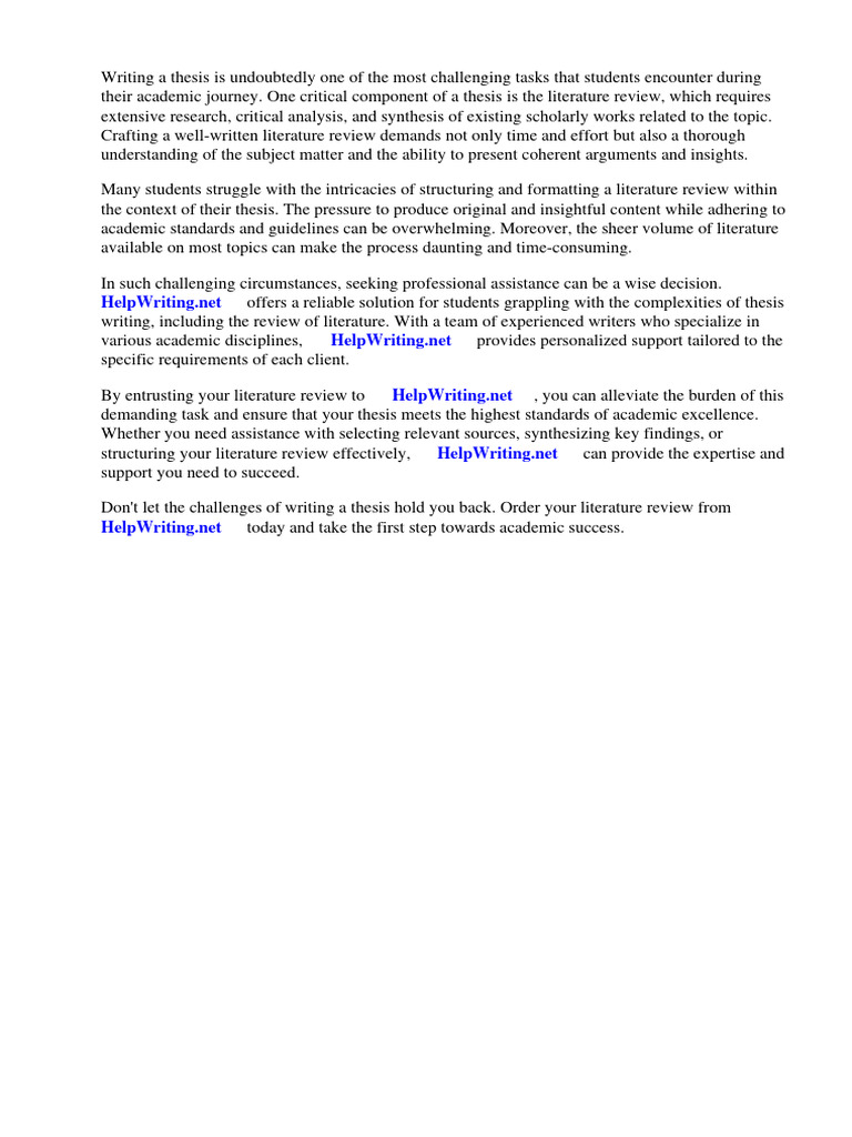 Thesis Review of Literature Format | PDF | Thesis | Literature Review