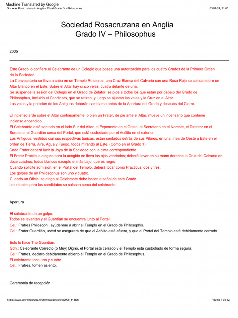Ritual Rosacruz Grado IV Philosophus | PDF | Doce olímpicos | Platón