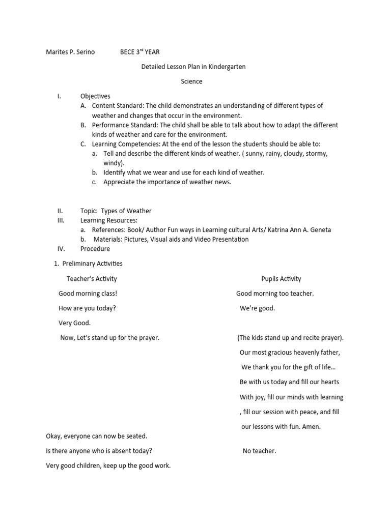 detailed-lesson-planweather (1) | PDF