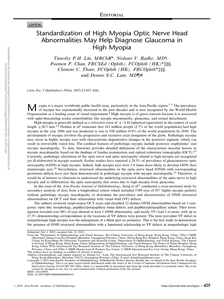 Standardization of High Myopia Optic Nerve Head.1 | PDF | Visual System ...