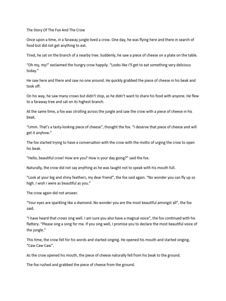 The Story of The Fox and The Crow | PDF