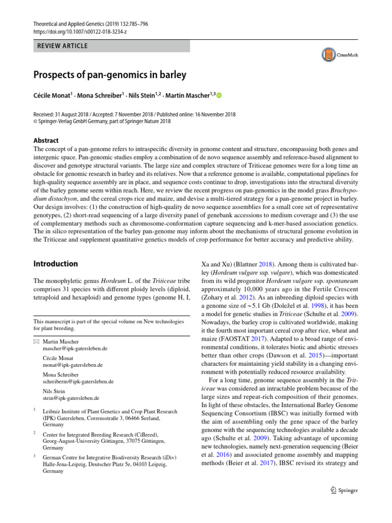 Prospects of Pan-Genomics in Barley | PDF