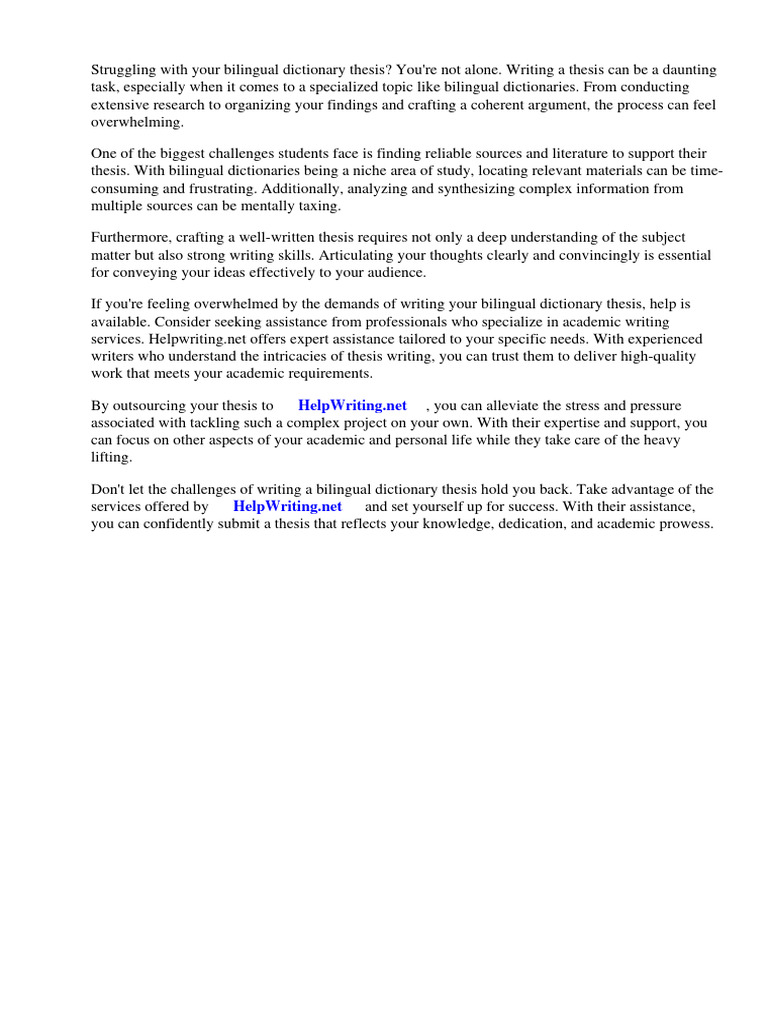 Bilingual Dictionary Thesis | PDF
