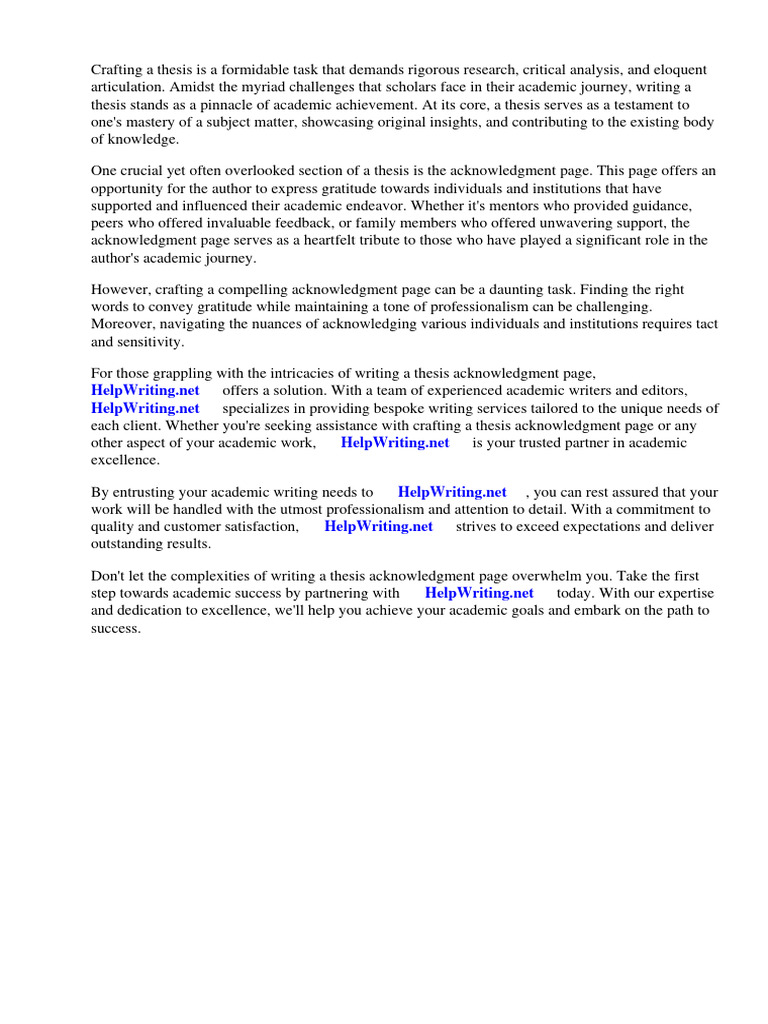 Samples of Thesis Acknowledgement Page | PDF | Thesis | Gratitude