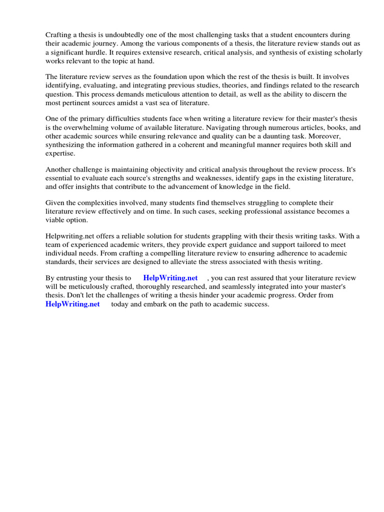 Literature Review Example Master Thesis | PDF