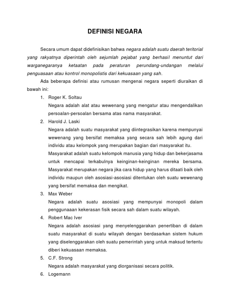 Definisi Negara | PDF | Politik | Hukum