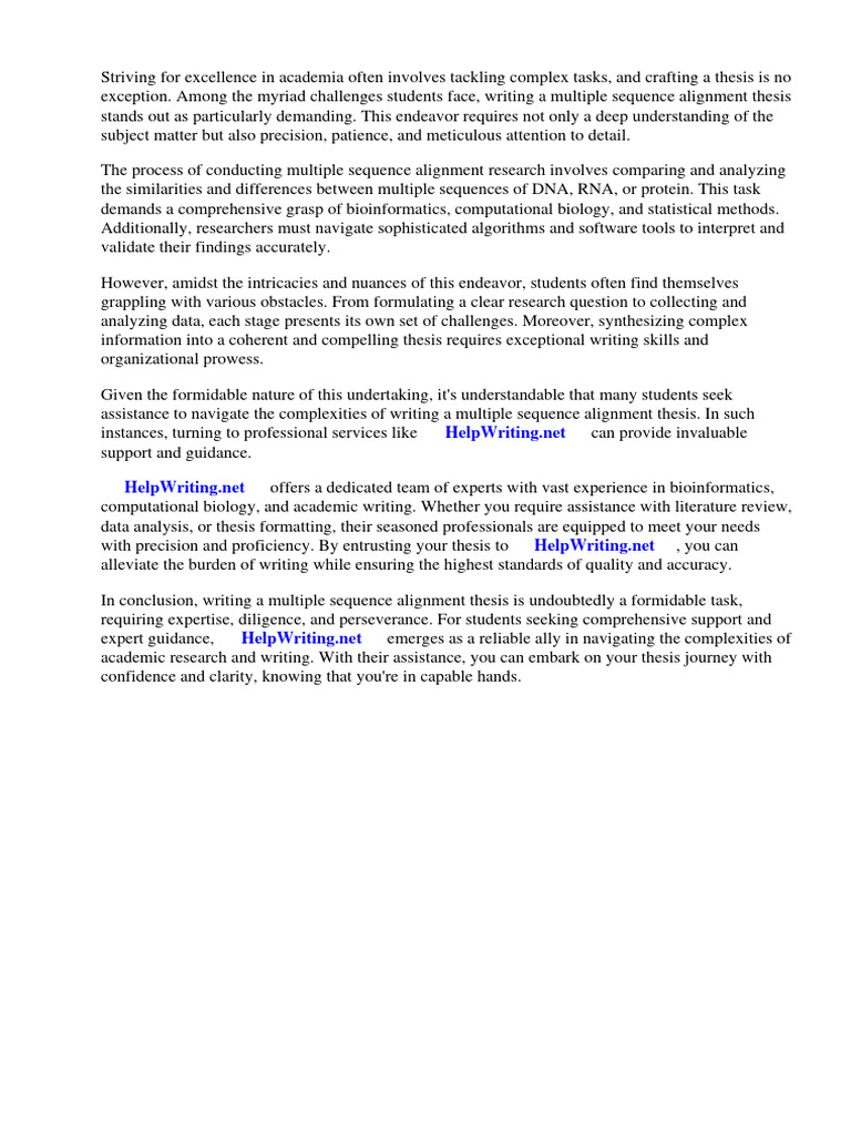 Thesis Support for Sequence Alignment | PDF | Science & Mathematics ...