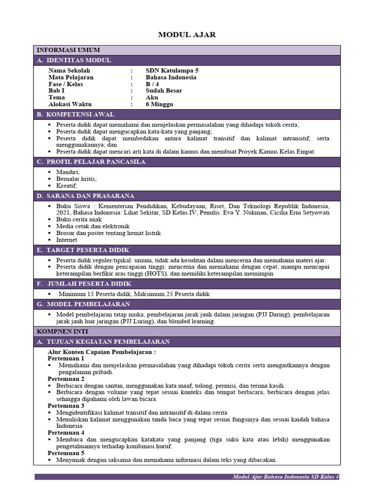 MA BAB 1 B INDO KELAS 4 | PDF