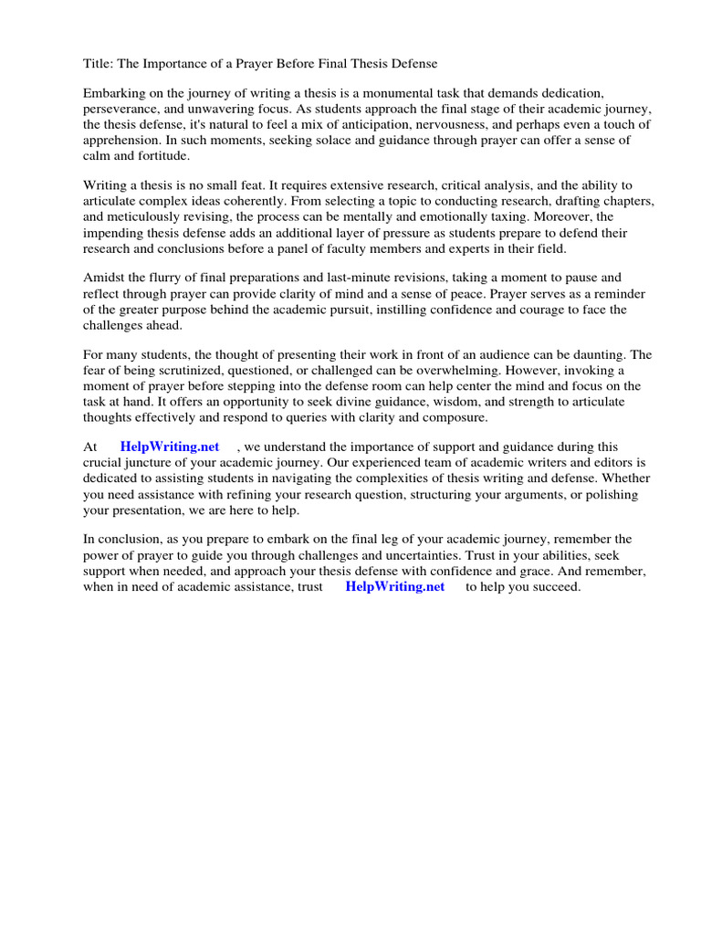 Prayer Before Final Thesis Defense | PDF | Computer Network | Prayer