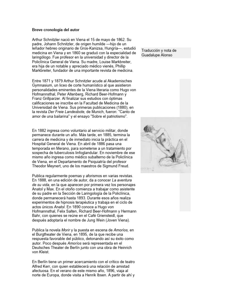 Cronologìa de Arthur Schnitzler en La Cacatua Verde | PDF | Clásicos ...
