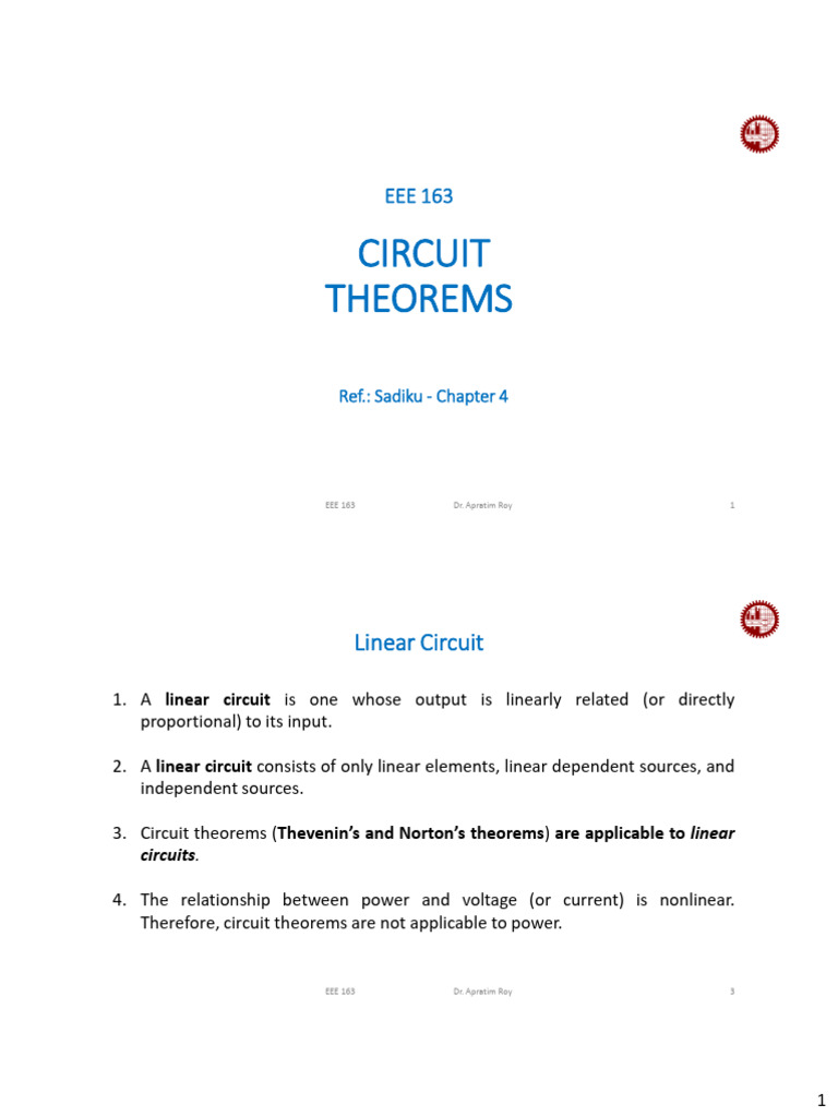 Lecture 4 DC Circuit | PDF | Electrical Network | Electrical Engineering