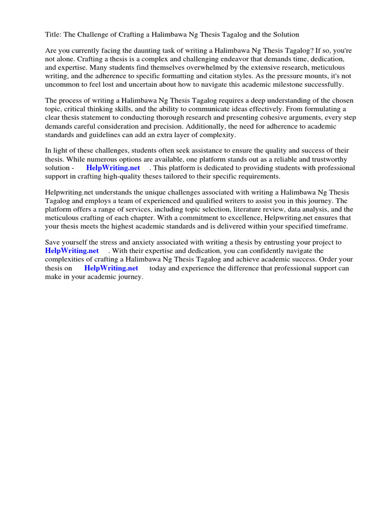 Tagalog Thesis Writing Help | PDF | Tagalog Language | Thesis